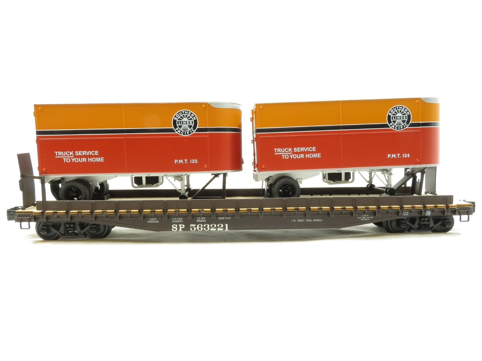 Lionel 627065 Southern Pacific PS4 Flatcar w/Piggyback Trailers NIB WR ...