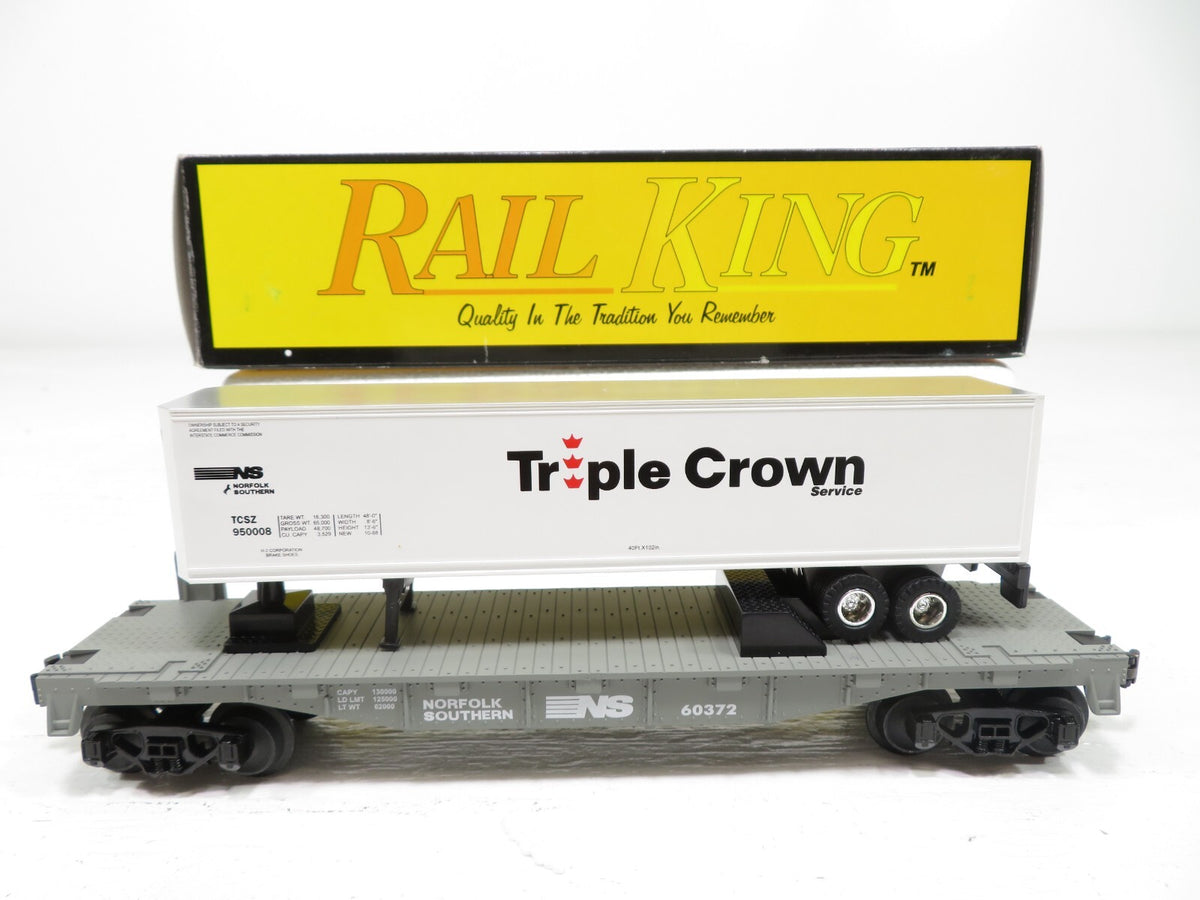 MTH 30-7609 Norfolk Southern Flatcar w/Trailer LN — NY-ElectricTrains